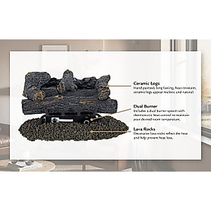 Pleasant Hearth 18-in Southern Oak Vent Free Gas Set 30,000 BTU's, Brown and Charred Logs
