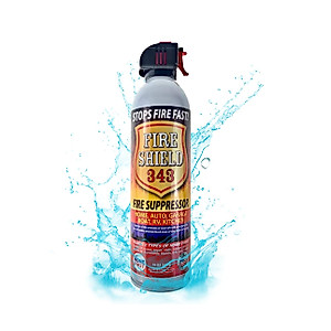 Fire Shield 343 - Home & MOBILE Use Aerosol Fire Suppressant Spray Foam Eliminates Gasoline, Kitchen Grease, Oil, Wood Fires. For Garage, House, Camping, RV & More