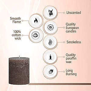 BOLSIUS Rustic Taupe Unscented Pillar Candles - 2.75" X 3.25" Decoration Candles Set of 3 - Clean Burning Dripless Dinner Candles for Wedding & Home Decor Party Restaurant Spa- Aprox (80x68m)