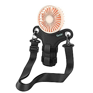 Beautyflier Mini Handheld Fan Holder, Portable Personal Hand Fan Sleeves, with Neck Lanyard, Free Your Hands(Black)