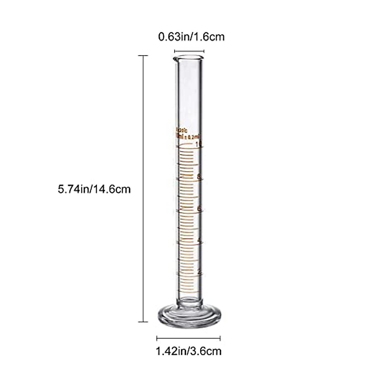 Glass Graduated Cylinder Set Thick Measuring Cylinders 10 ml with Brush (2Pcs)