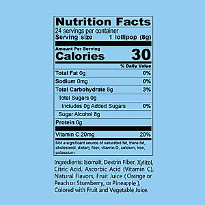 DC24 DAILY CARE Sugar Free Lollipops with Vitamin C, Healthy Suckers with Xylitol, Assorted Fruit Flavored Hard Candy for Kids, Non-GMO, Gluten Free, 24 Count