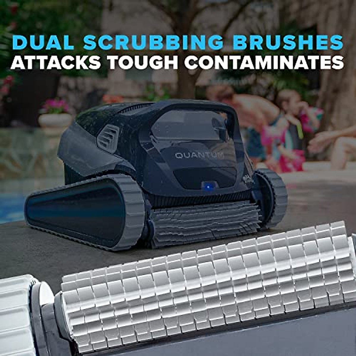 Dolphin Quantum Automatic Robotic Pool Cleaner with Extra-Large Filter Basket and Intense Waterline Scrubbing Power, Ideal for In-ground Swimming Pools up to 50 Feet