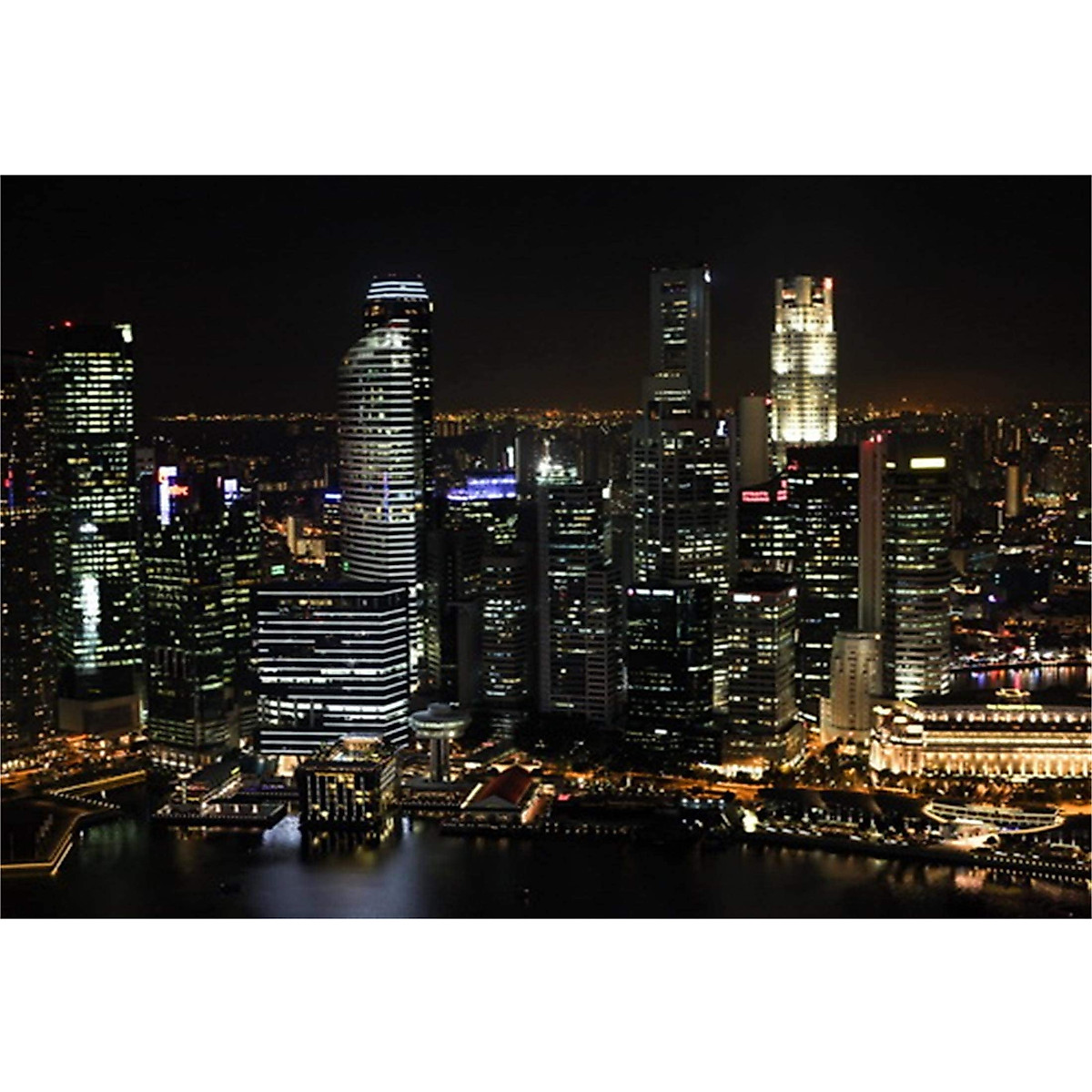 Laeacco 7x5ft Aerial View Famous Big City Backdrop for Photography Modern City Night View Background Skyscraper Urban Light Skyline Birthday Party Banner Online Live Broadcast Video Prop Photo Studio