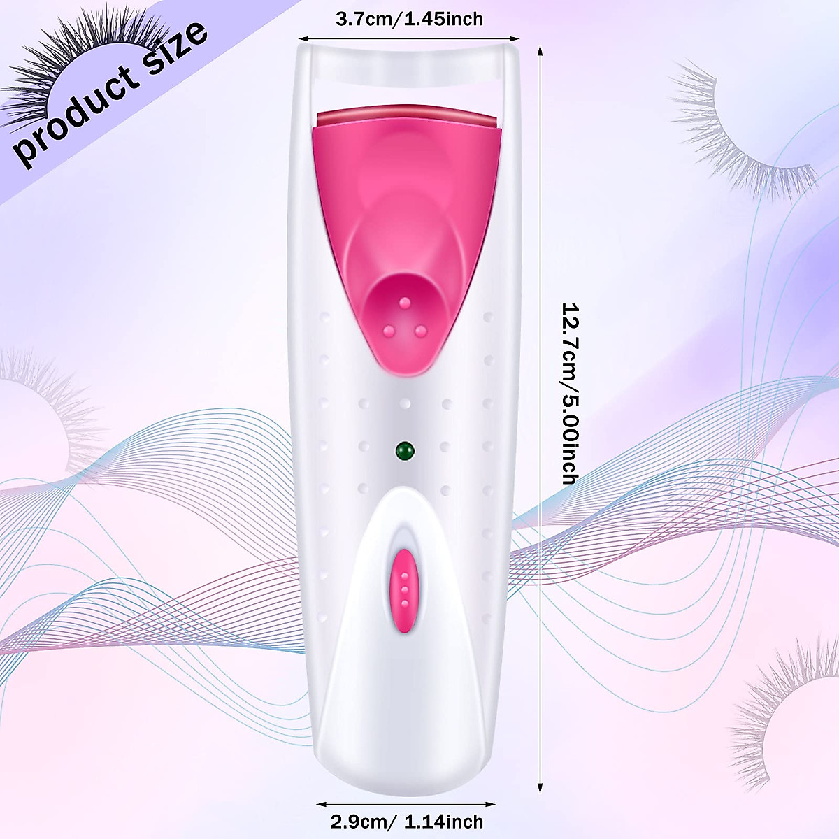 2 Pieces Heated Eyelash Curler Electric Eyelash Curlers Painless Safety Design with Double Silicone Curling Pad for Women Long Lasting Naturally Eyelashes (Pink)