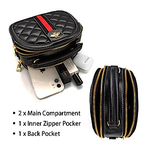 Beatfull Designer Bee Crossbody Bags for Women Stylish Round Quilted Shoulder Purse Small Leather Top Handle Cross Body Handbag