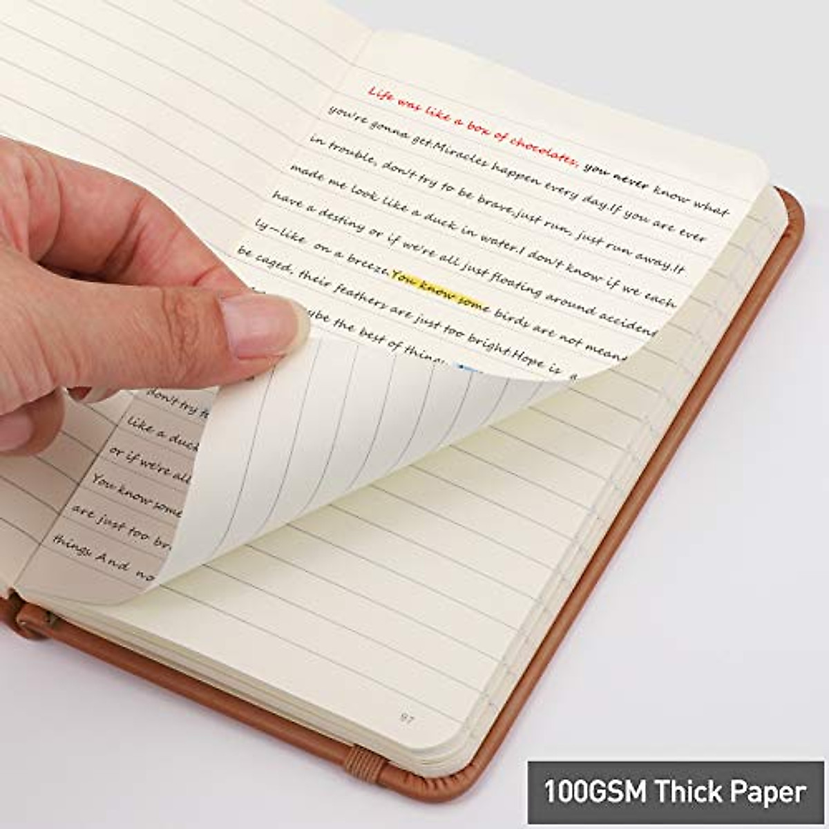 RETTACY Pocket Notebooks,2-Pack Small Notebook Hardcover Mini Journal with 312 Pages,100gsm Thick Lined Paper with Inner Pockets & Page Numbering,3.5" x 5.5"
