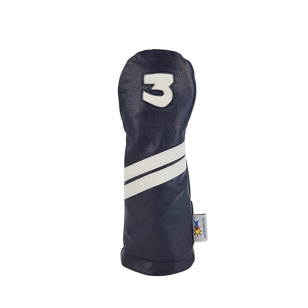 Sunfish Navy Blue and White Leather Golf Club Headcover 5 Piece Set 1 3 5 X H Driver 2 Fairways 2 Hybrids