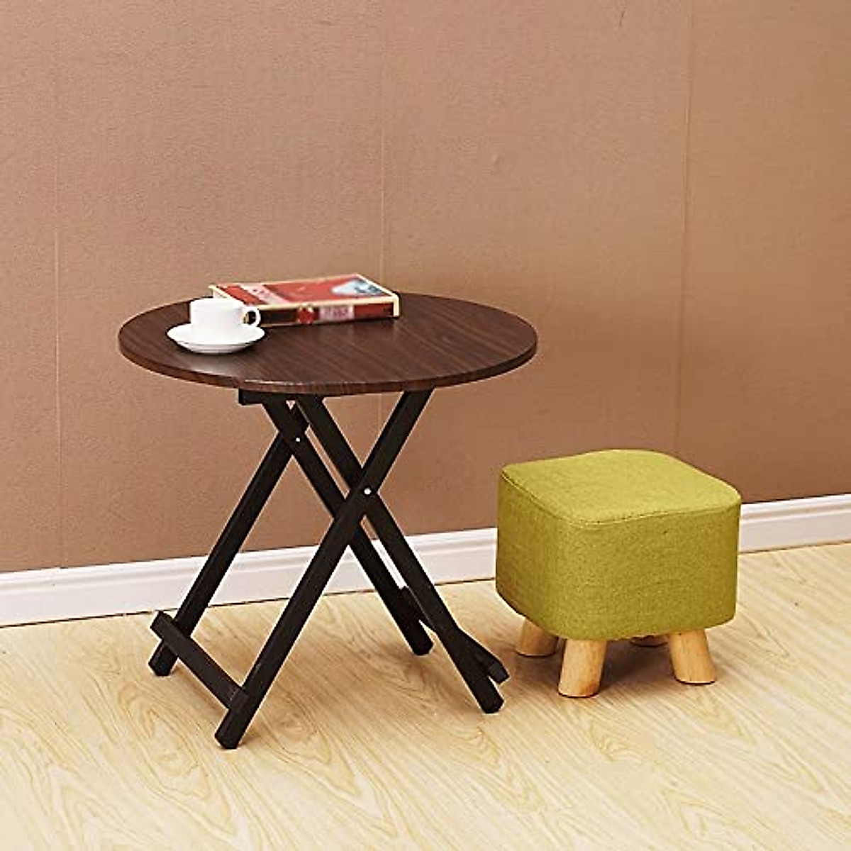 LIUZH Small Table Picnic Table and Chairs Small Table Portable Table Conference Table Folding Office Outdoor Round (Color : Black)
