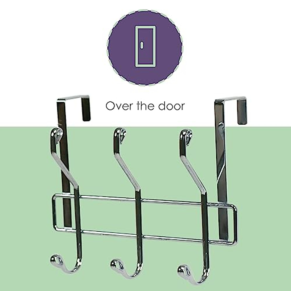 Home Basics 3 Dual Hook Over the Door Hanging Organizing Rack, Multi-purpose for Hanging Clothes, Towels, Coats, Rust Resistant, Chrome