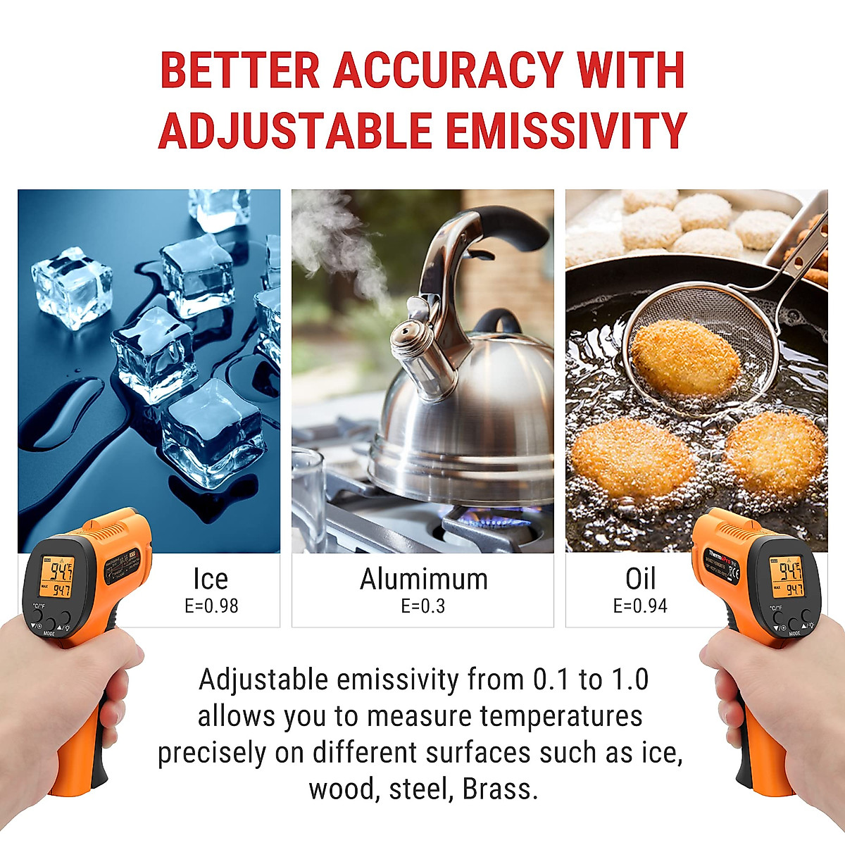 ThermoPro TP510 Waterproof Digital Candy Thermometer+ThermoPro TP30 Digital Infrared Thermometer Gun