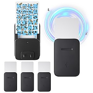 Indoor Plug-in Fly Trap - Flying Insect Trap for Flies, Mosquitoes, Moths, Rodent，Mouse，Mice - Safe & Effective - 3 Device(Black) + 15 Glue Boards