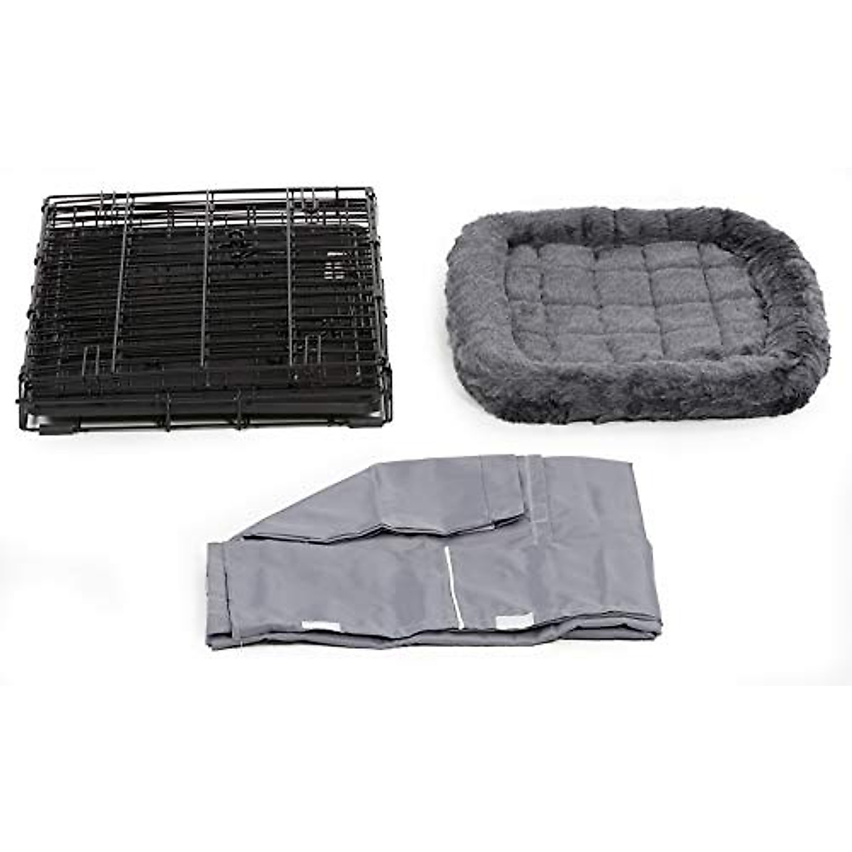 New World Double Door Dog Crate Kit Includes One Two-Door Crate, Matching Gray Bed & Gray Crate Cover, 24-Inch Kit Ideal for Small Dog Breeds