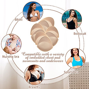 4 Pairs Push up Bra Inserts Breast Enhancer Cups Bra Pad Inserts Sewn Edges Bra Replacement Pad Sew in Bra Cups Sports (Beige)