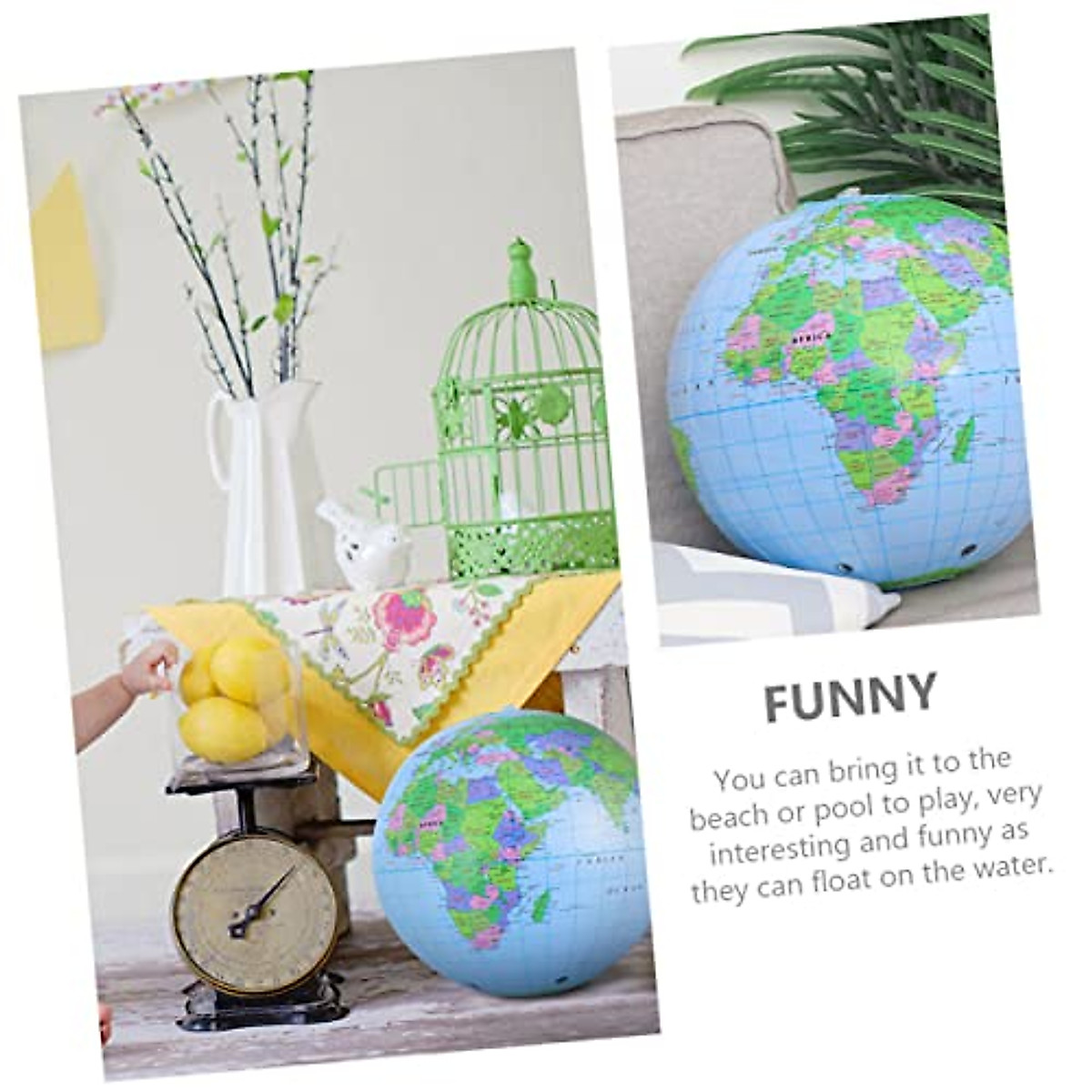 Abaodam Outside Summer Toys Inflatable Balls for Kids Small Inflatable Pool Children Beach Ball Inflatable Water Balls Inflatable Pool Balls Map Earth Globe PVC Decorations Outdoor Child