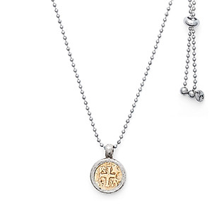 Lizzy James Handcrafted Antique Greek Coin Inspired Gold Cross Necklace | Made with Durable Stainless Steel Chain with Adjustable length from 18 to 28 inches Choker | Made in USA