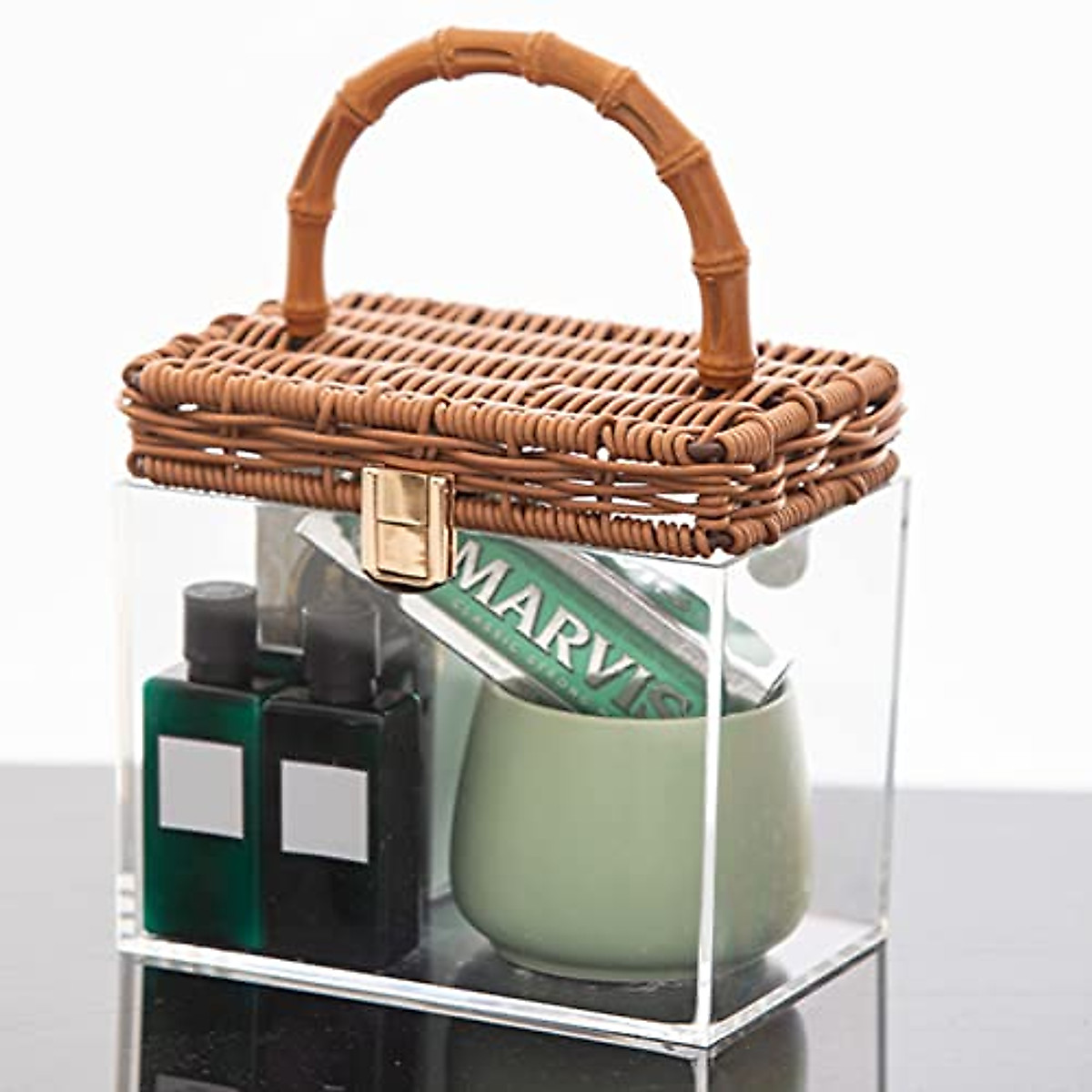 Zerodeko Box makeup travel vanity bag with mirror large desk travel cosmetic case cosmetic cases for traveling transparent storage case skin care storage Bamboo bridesmaid Organizer Acrylic