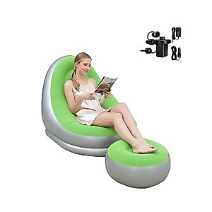 STARBRILLIANT Inflatable Deck Chair with Air Pump, Lounger Sofa for Indoor Living Room Bedroom, Outdoor Travel Camping Picnic Beach Chaise Lounges…