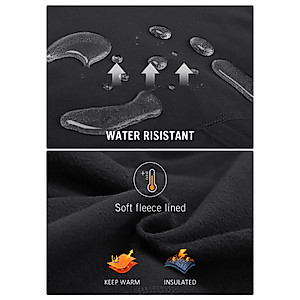 BALEAF Women's Fleece Lined Leggings Water Resistant Winter Clothes Running Tights Cold Weather Hiking Pants Zip Pockets Black L