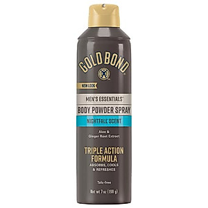 Gold Bond Men's Essentials Talc-Free Body Powder Spray 7 oz. Recharge Scent Wetness Protection