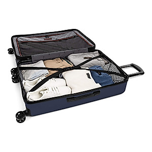 Swiss Mobility LGA Collection 3 Piece Hard Shell Luggage Set, Expandable Suitcases with 360-Degree Spinner Wheels, Retractable Handle, 20 Inch Carry On, 24 Inch Mid-size, 28 Inch Large Bags, Navy