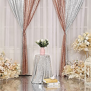 Sequin Backdrop Curtain Eternal Beauty Glitter Sequin Background for Wedding Party Decor (2 Panels, W2 x H8FT,Rose Gold)
