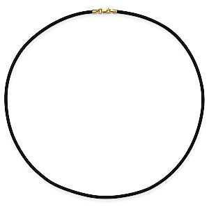 14k Yellow Gold 2mm 20 Inch Black Rubber Cord Chain Necklace Pendant Charm Leather Fine Jewelry For Women Gifts For Her
