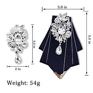 MOHSILY Vintage Crystal Bow Tie Adjustable Black Bow Tie for Men Wedding Party Bowtie