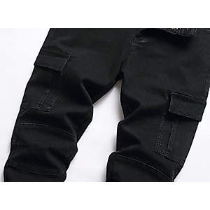 Men's Black Skinny Slim Fit Stretch Tapered Leg Jeans Fashion Stretchy Cargo Jeans Mens Casual Biker Hip Hop Denim Work Pants Jeans with Cargo Pockets