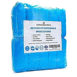 Strongman Tools Shoe Covers 120-Pack (60 Pairs) Shoe Protector for Men & Women, Disposable Shoe Covers Non Slip & Reusable, Water-Resistant Booties for Shoes, Durable for Indoor & Outdoor Use