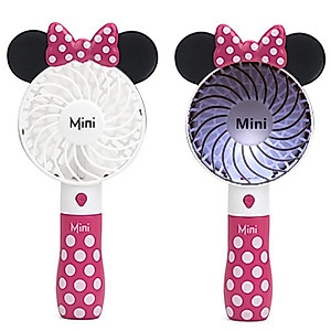 Kbinter Cute Personal Mini Fan, Handheld & Portable USB Rechargeable 1 Speed USB Fans with Colorful LED Light Adjustable, for Indoor Or Outdoor Activities, Cute Mouse
