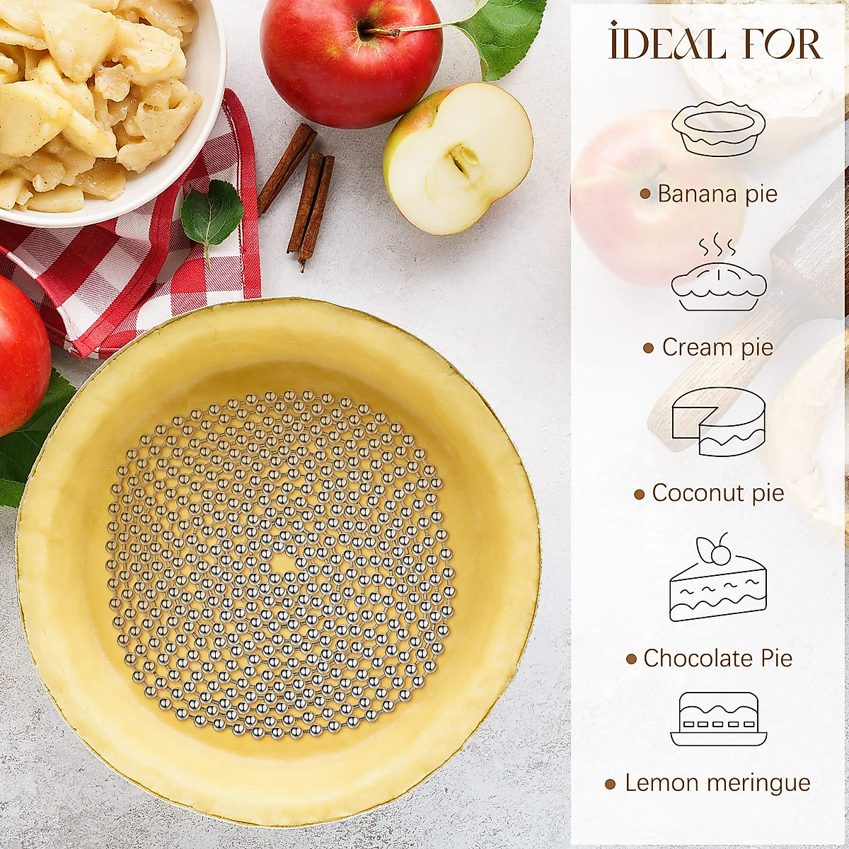 Ferraycle 2 Pieces Pie Weights for Baking Pie Crust Weights Chain Stainless Steel Baking Beads Pie Weights for Dough Kitchen Cooking (6 Ft, 10 Ft)