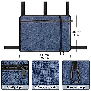 supregear Walker Bag with Cup Holder, Water-Resistant Wheelchair Pouch Folding Walker Accessory Basket for Wheelchairs, Rollators, Scooters, Blue