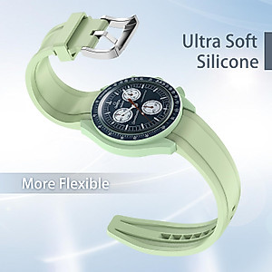 Tovimall Bands for Moonswatch Watch,Curved No Gap Silicone Strap,Compatible with Omega X Swatch Moonswatch Speedmaster 20mm Watch