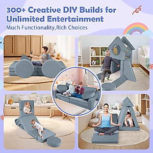 2024 New Modular Kids Play Couch, 12pcs Toddler Sofa Couch Building Fort, Versatile 300+DIY Creativing Playroom Bedroom Furniture for Toddlers. Convertible Kids Sofa and Cushion for Boys and Girls