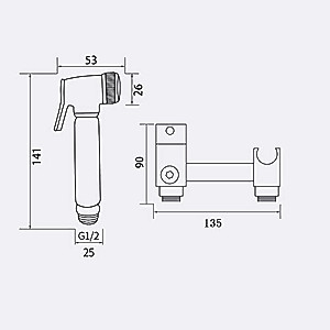 MINJING Bidet Sprayer Kit for Toilet Chrome Single Function Hand Held Sprayer Toilet Bidet Attachment Faucet Sprayer Kit for Toilet