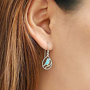 Boma Jewelry Sterling Silver Turquoise Bird Teardrop Inlay Earrings