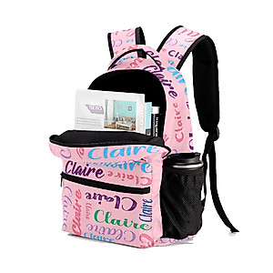 ZAACUSTOM Polyester Custom Bookbag with Name Text Elementary Kids Girls Personalized School Backpack Customize Book Bag, Stylish, Waterproof, Unique, Adjustable Shoulder Straps, 1 Pack