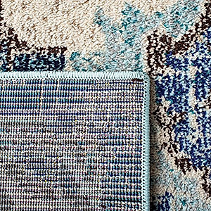 Safavieh Madison Collection 6' x 9' NavyIvory MAD484N Boho Chic Medallion Distressed Non-Shedding Living Room Dining Bedroom Area Rug