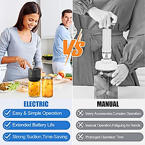 Electric Mason Jar Vacuum Sealer Kit for Regular & Wide Mouth Mason Jar, Automatic Jar Vacuum Sealer Machine for Food Save