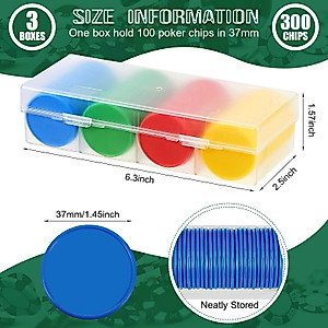 Lewtemi 300 Pieces Plastic Poker Chips with Storage Box Counters Chip Poker Chips Set for Adults Poker Game Counters Play Game Bingo Learning Math Counting(Blue, Red, Green, Yellow)