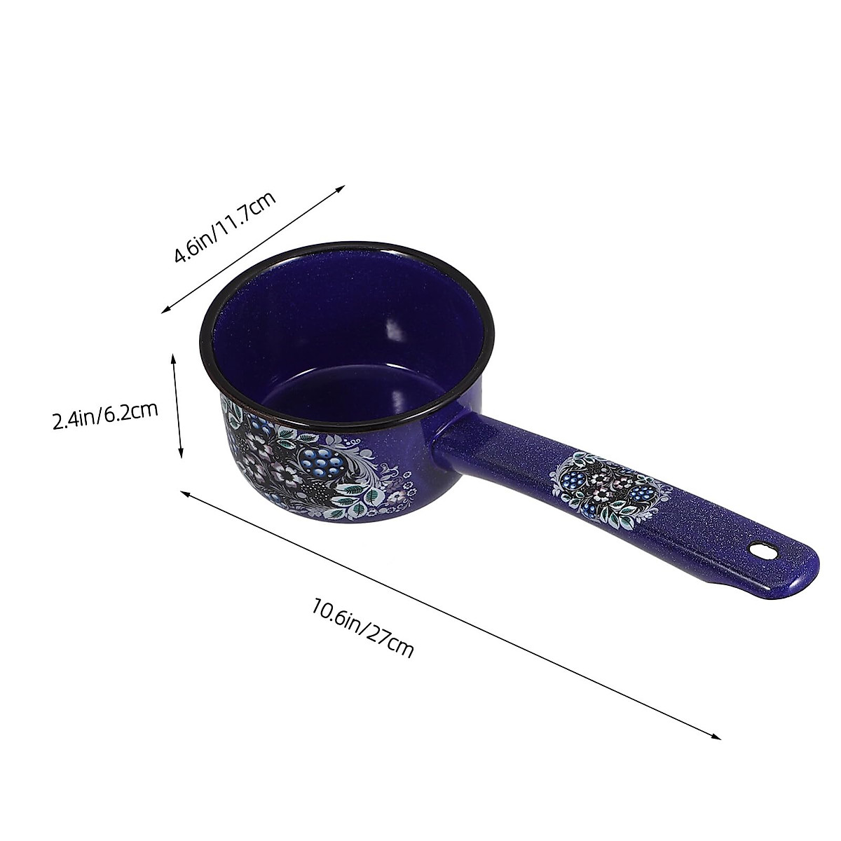 Cabilock Enamel Milk Pan, Mini Butter Warmer Pot Enameled Saucepan Small Enamelware Pot with Handle for Heating Milk Melting Butter Boiling Water Blue