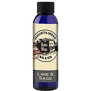 Mountaineer Brand Beard Wash - All-Natural Beard Shampoo, Thick Lather & Deep Clean Beard Wash For Men With Cedar Wood Oil, Fir Needle Oil, Eucalyptus Leaf Oil - Lime & Sage, 4 oz