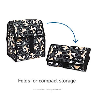 PackIt Freezable Lunch Bag, Wild Leopard Gray, Built with EcoFreeze Technology, Foldable, Reusable, Zip and Velcro Closure with Buckle Handle, Perfect for Lunches