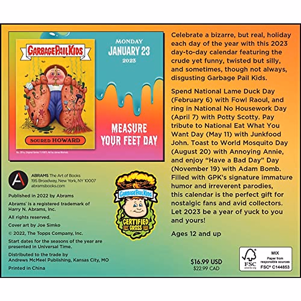 Garbage Pail Kids Bizarre Holidays 2023 Day-to-Day Calendar