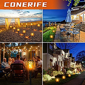 CONERIFE Solar Torch Lights 6 Pack (34 LED Large Size), Solar Outdoor Lights Garden, Solar Torch Lights with Flickering Flame, Halloween Decorations Solar Pathway Lights Waterproof IP65 Auto On/Off