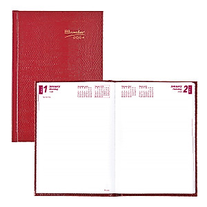 Brownline 2024 Traditional Daily/Monthly Planner, Untimed Journal, 12 Months, January to December, Perfect Binding, 8.25" x 5.75", Bright Red (CB389.RED-24)