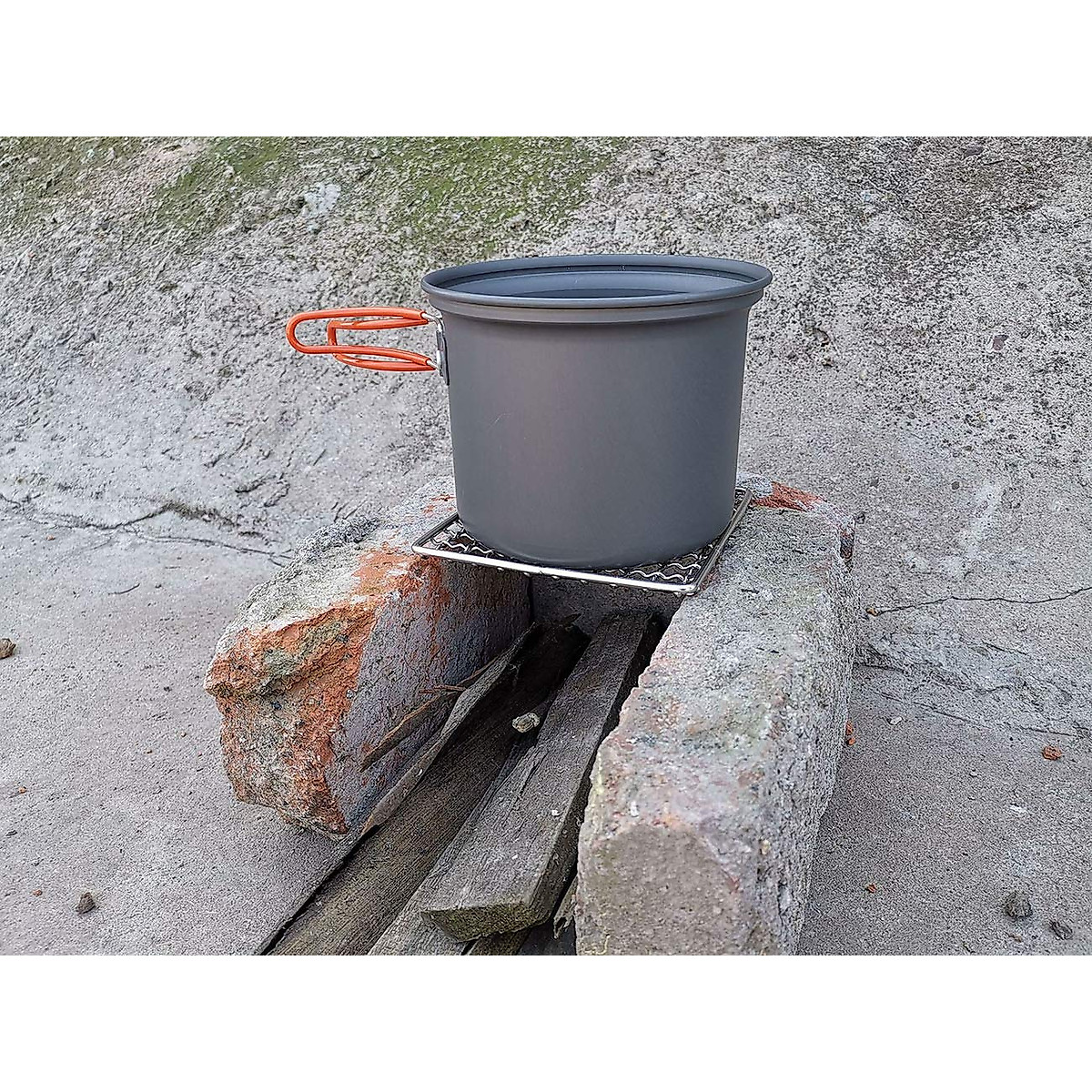 2Peices Backpacker Bushcraft Grill Grate Stainless Steel BBQ Cooking Grill Mesh Campfire Grill Square Round for Camping, Backpacking, Hunting Fishing