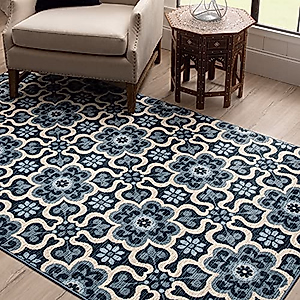 Mohawk Home Soho Marjorelle Gardens Floral Printed Area Rug, 5'x8', Blue