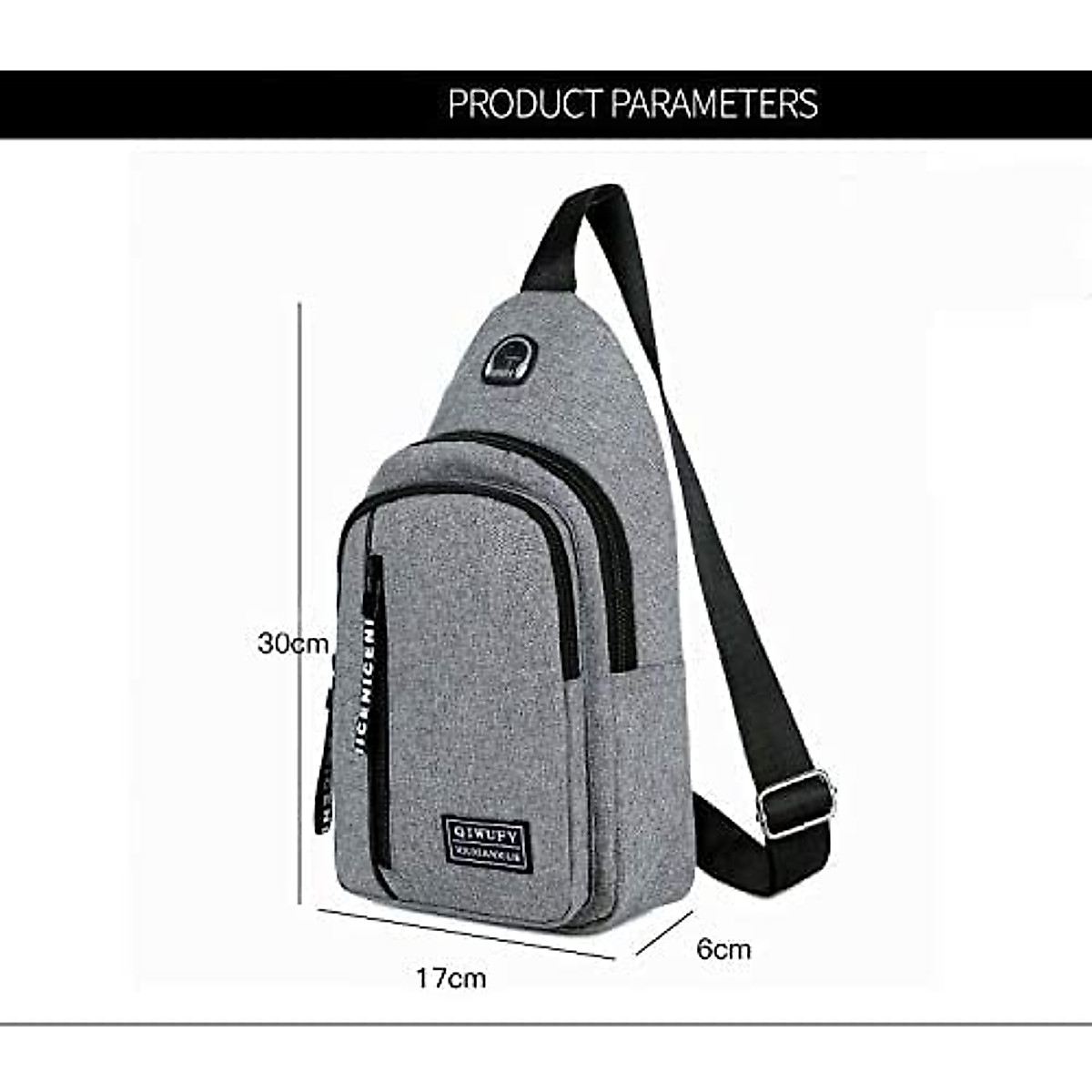 YERCHIC Small Sling Bag Crossbody Chest Shoulder Water Resistant Purse One Strap Travel Bag for Men Women With Earphone Hole BLACK